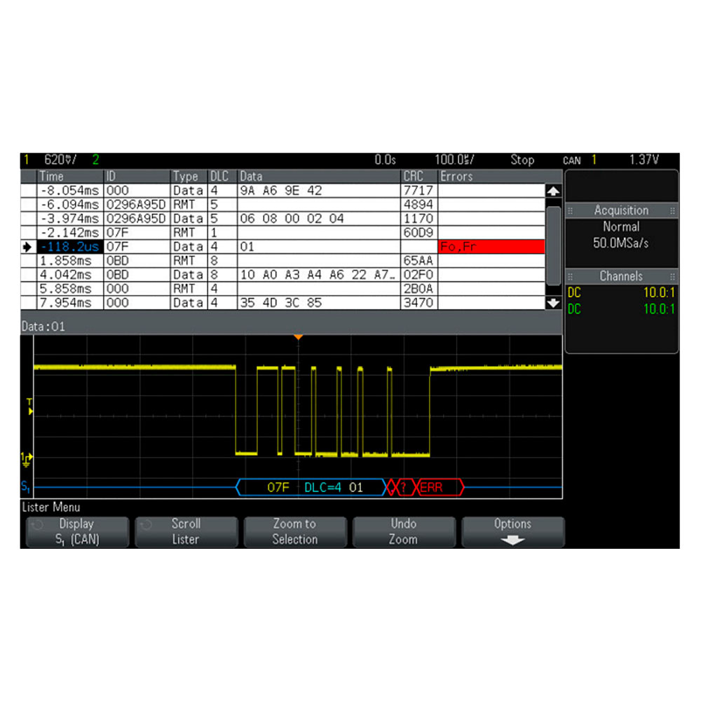 Keysight DSOX3000-AMS запуск по сигналам и декодирование данных ...