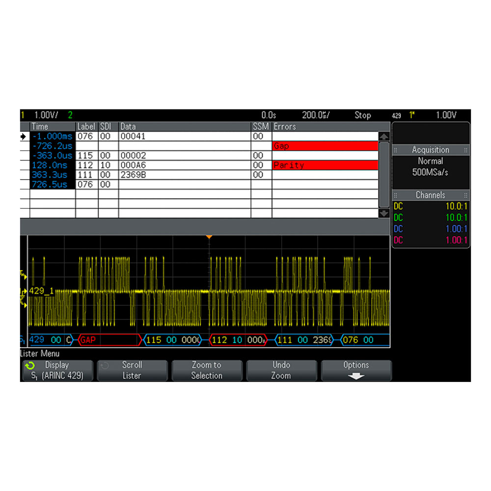 Keysight DSOX3000-AER запуск по сигналам и анализ данных шин MIL-STD ...